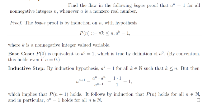 Solved Find the flaw in the following bogus proof that a^n = | Chegg.com