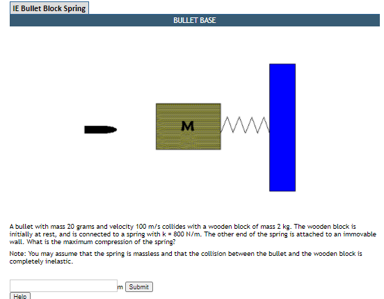 Solved IE Bullet Block Spring BULLET BASE M м ММ A bullet | Chegg.com