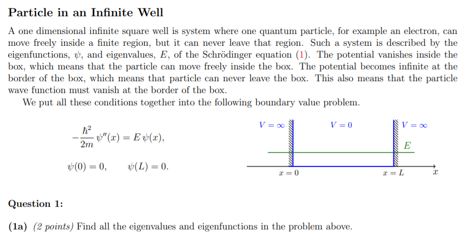 Solved Particle in an Infinite Well A one dimensional | Chegg.com