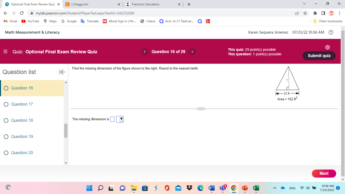 Solved Find the missing dimension of the figure shown to the | Chegg.com