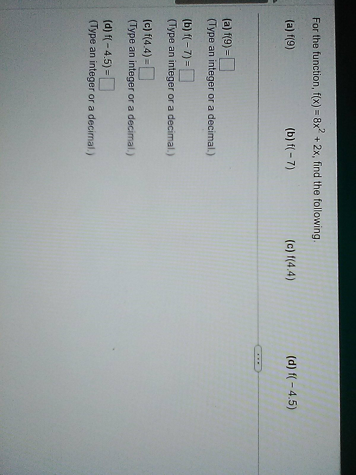 Solved For the function, f(x)=8x2+2x, find the following (a) | Chegg.com