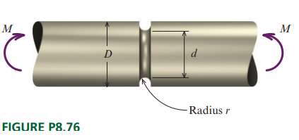 Solved The grooved shaft shown in Figure P8.76 is made of | Chegg.com