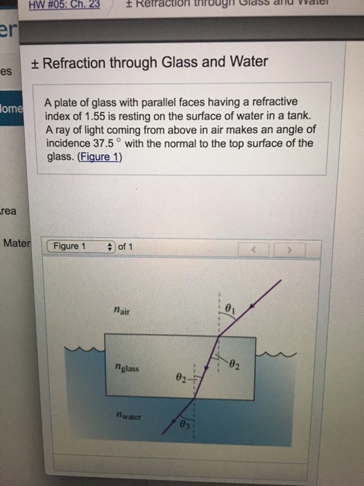 Solved What angle Θ3 does the ray refracted into the water | Chegg.com
