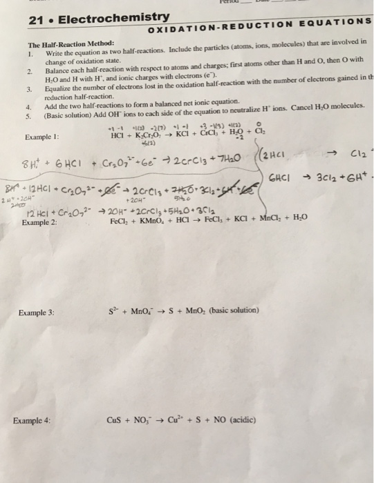 Solved 21 Electrochemistry The Half-Reaction Method: 1. | Chegg.com