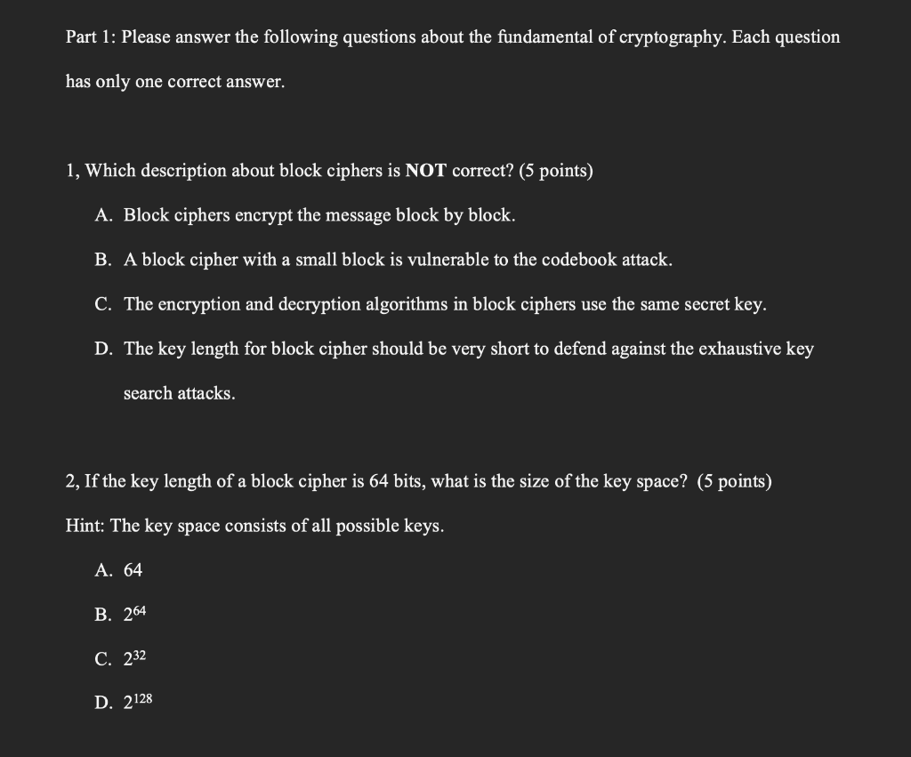 Solved Part 1: Please answer the following questions about | Chegg.com