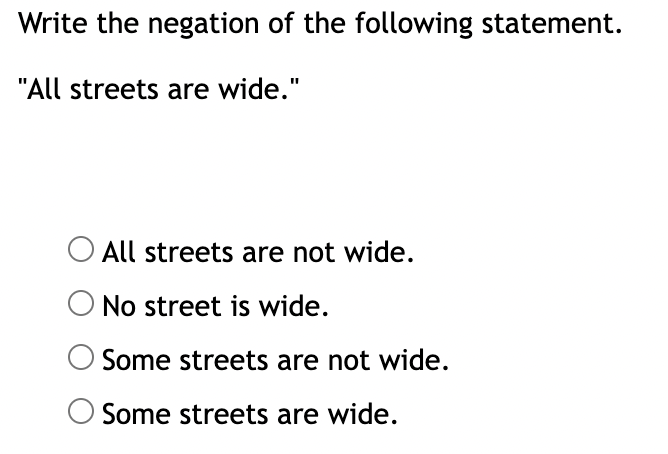 Solved Write the negation of the following statement."All | Chegg.com