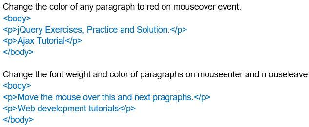 Solved Change the color of any paragraph to red on mouseover | Chegg.com