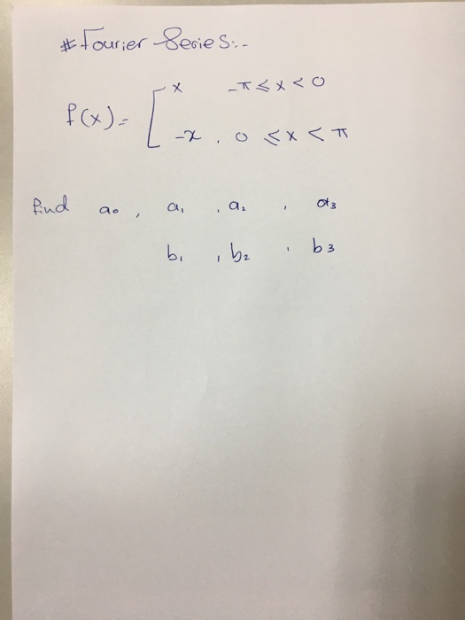 Solved Fourier Series: f(x) = [x -pi lessthanorequalto x