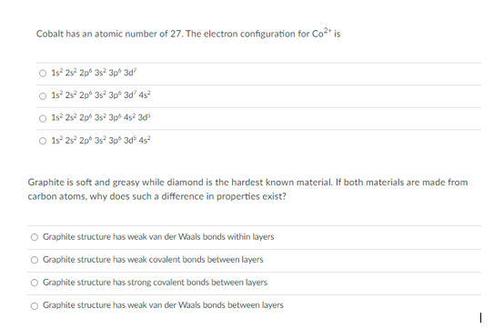 Solved Cobalt has an atomic number of 27. The electron | Chegg.com