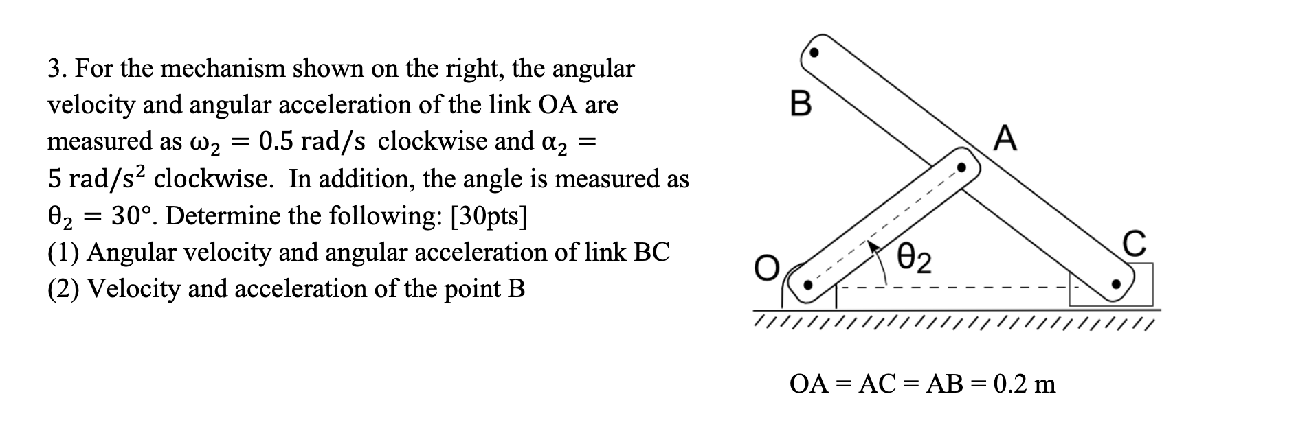Solved 3. For the mechanism shown on the right, the angular | Chegg.com