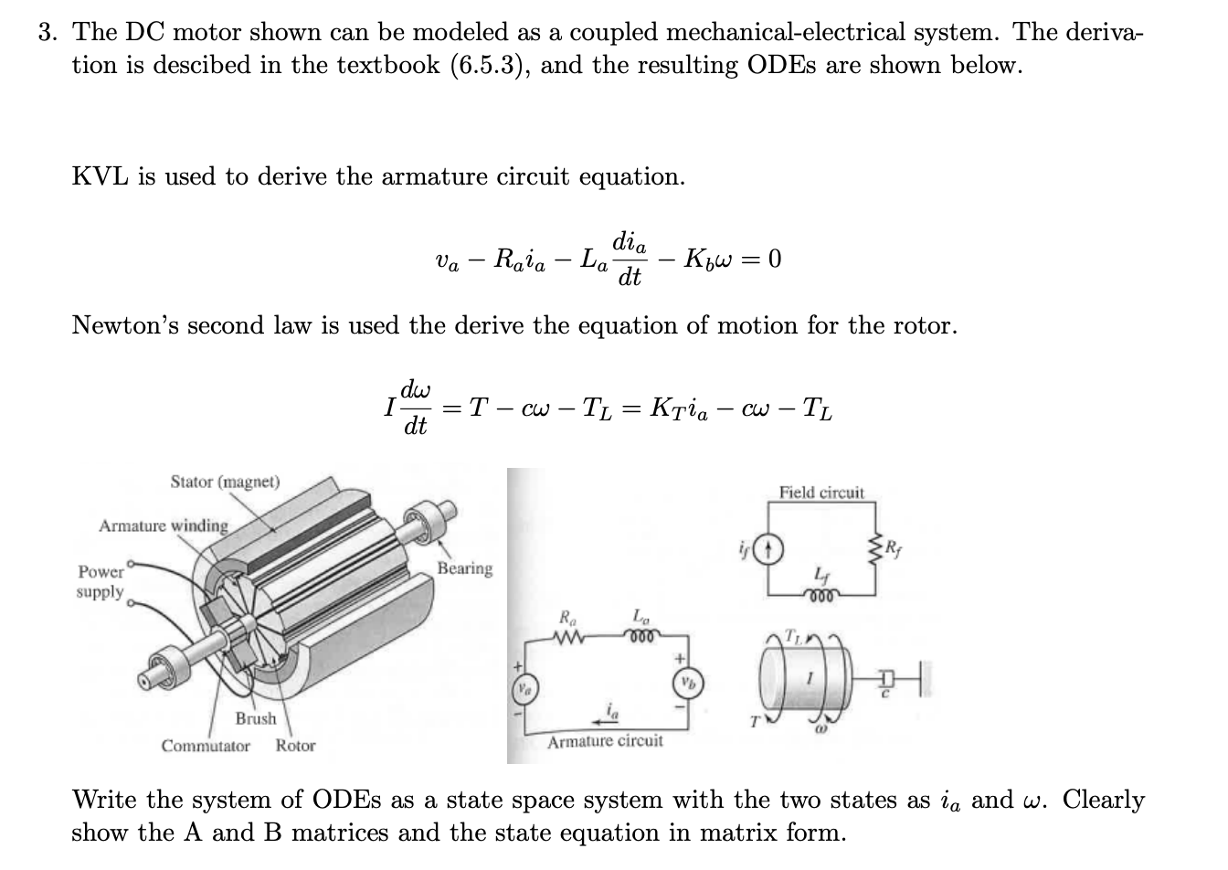 Solved 3. The DC motor shown can be modeled as a coupled | Chegg.com