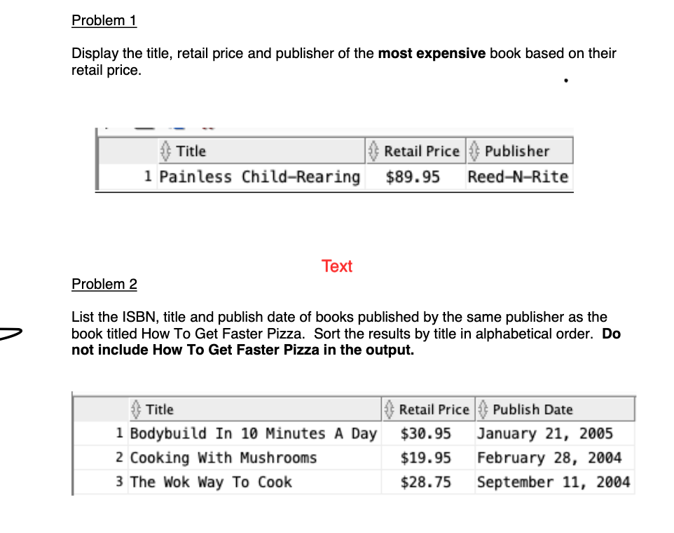 Solved Problem 1 Display the title, retail price and | Chegg.com