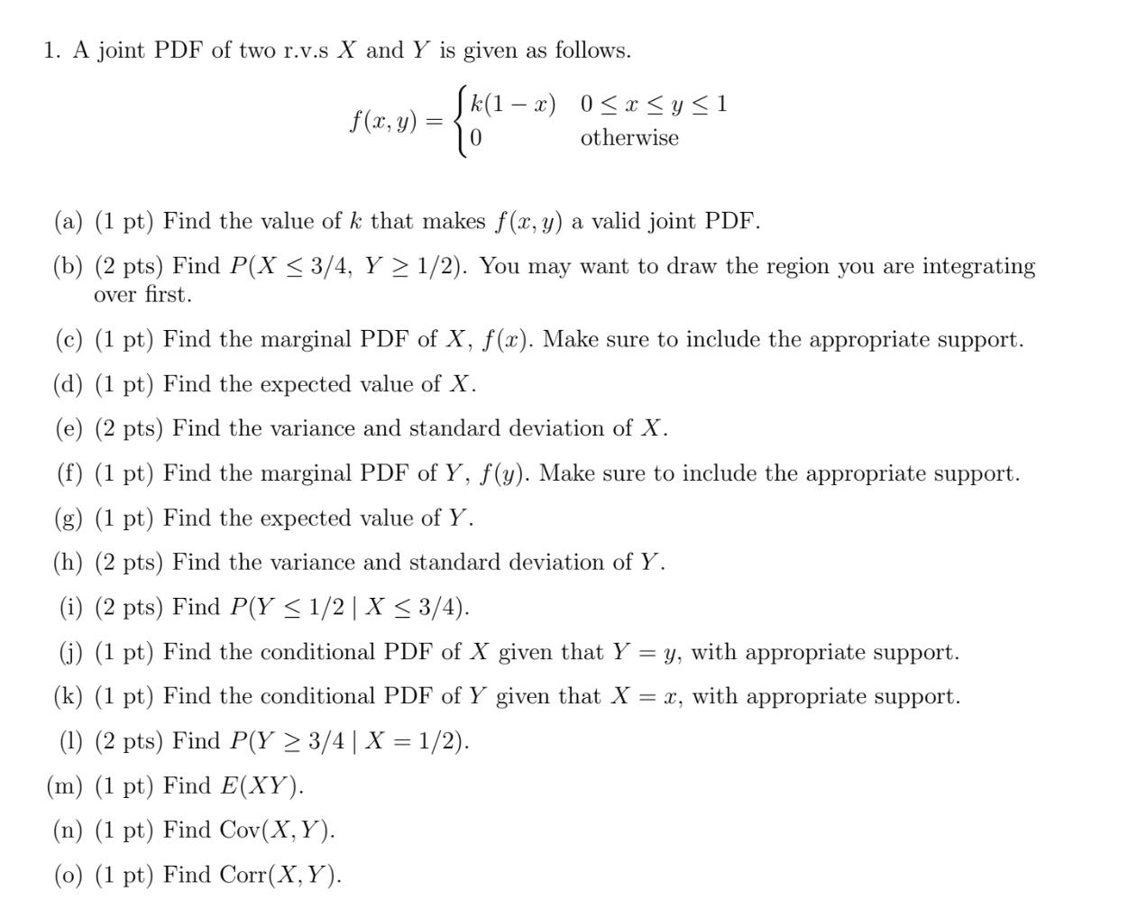Solved 1. A joint PDF of two r.v.s X and Y is given as | Chegg.com