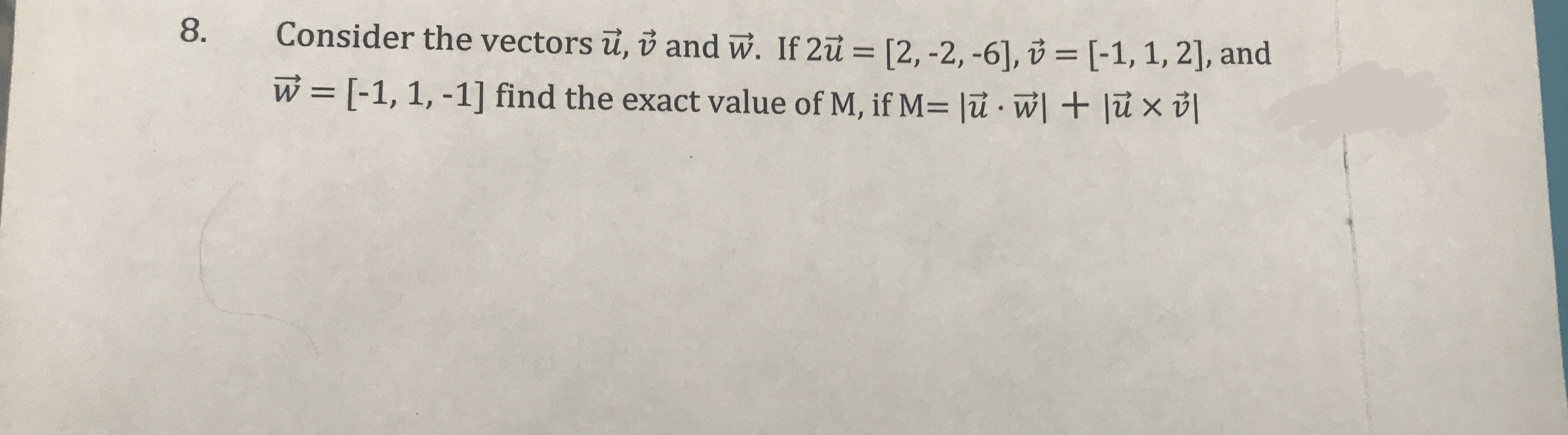 Solved 8. Consider the vectors \\( \\vec{u}, \\vec{v} \\) | Chegg.com