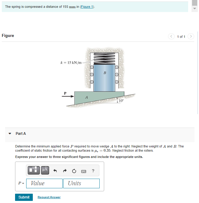 Solved The spring is compressed a distance of 155 mm in | Chegg.com