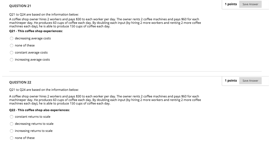 Solved QUESTION 21 1 points Save Answer Q21 to Q24 are based | Chegg.com