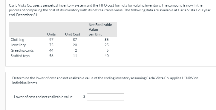 Solved Carla Vista Co. uses a perpetual inventory system and | Chegg.com