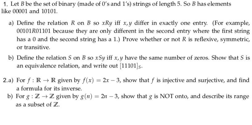 Solved 1 Let B Be The Set Of Binary Made Of Os And 1s