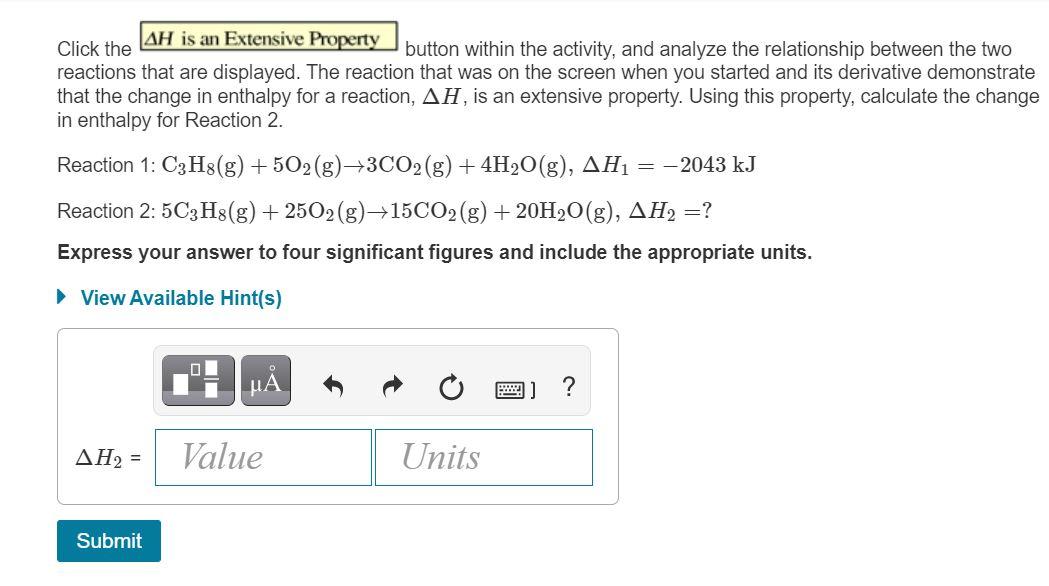 Solved Click the AH is an Extensive Property button within | Chegg.com