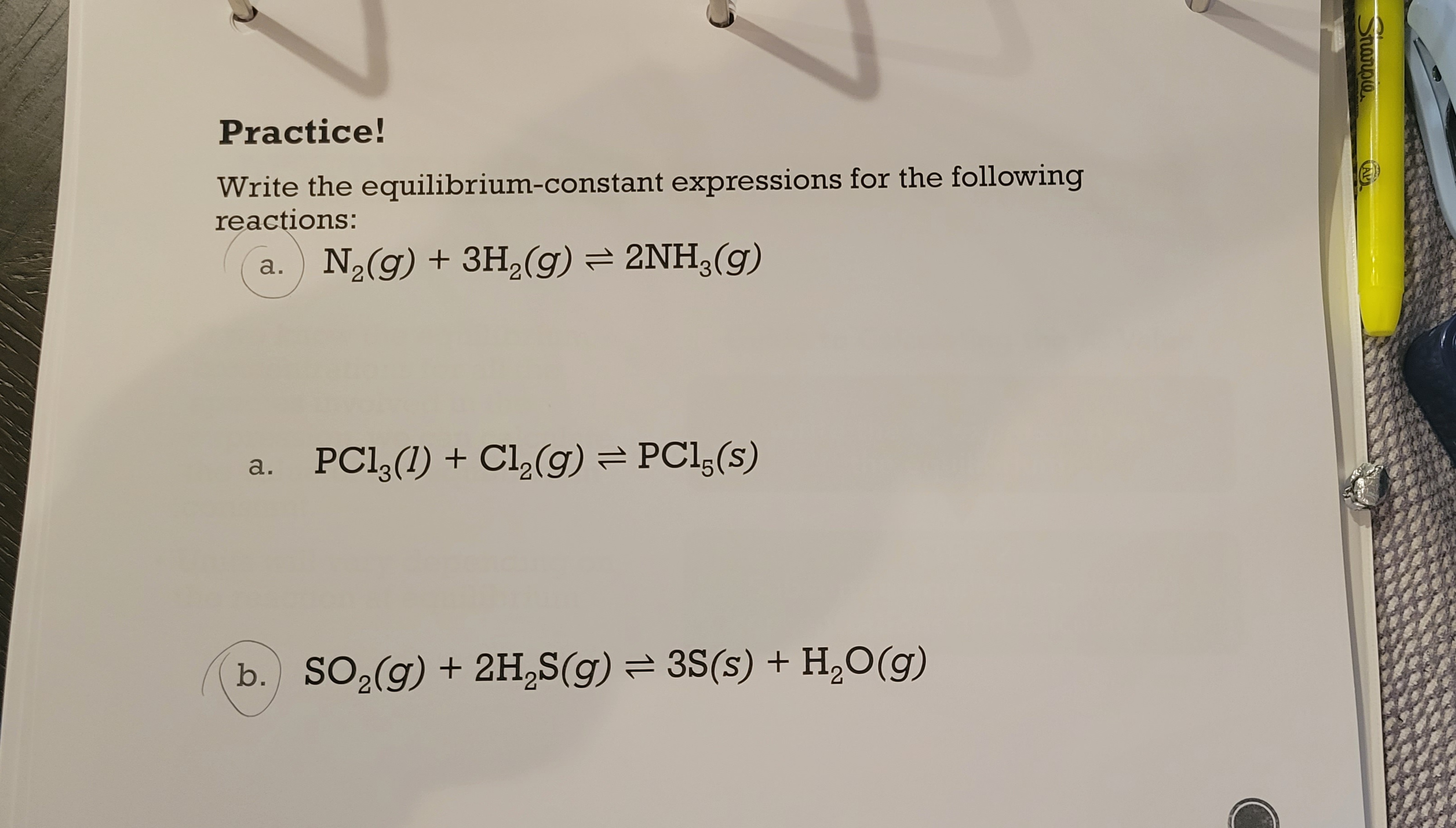 Solved Practice! Write the equilibrium-constant expressions | Chegg.com