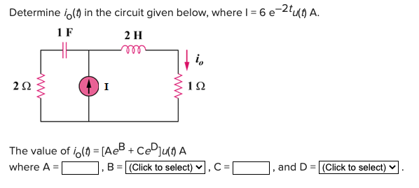 Solved Calculate io(t) for t> 0 in the network of the given | Chegg.com
