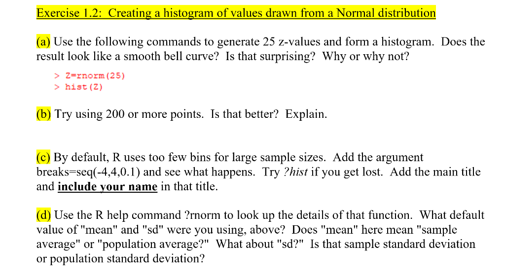 Solved Exercise 1.2: Creating a histogram of values drawn | Chegg.com