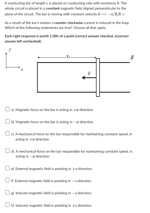 Solved A conducting bar of length \( ﻿L \) ﻿is placed on | Chegg.com