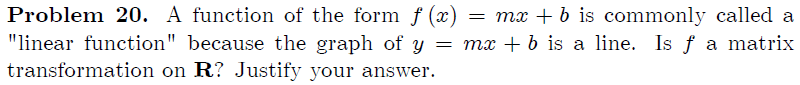Solved Problem 20. A function of the form f(x)=mx+b is | Chegg.com
