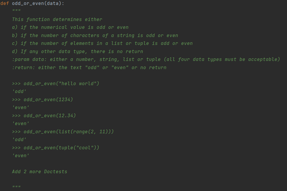 Solved Complete the odd_or_even() function according to the | Chegg.com