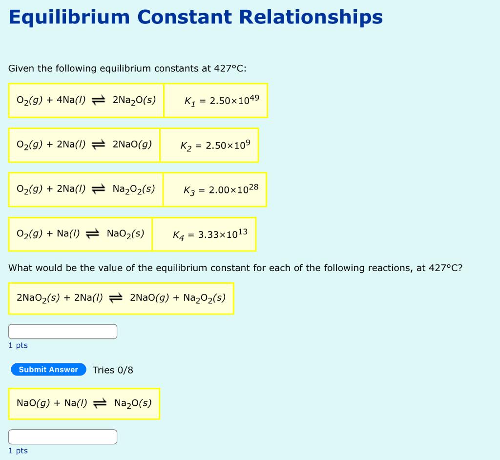 Solved Equilibrium Constant Relationships Given the | Chegg.com