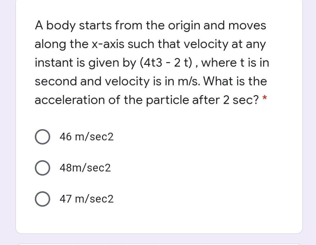Solved - A body starts from the origin and moves along the | Chegg.com