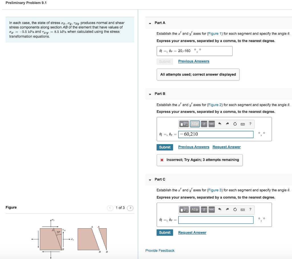 Solved Preliminary Problem 9.1 In each case, the state of | Chegg.com