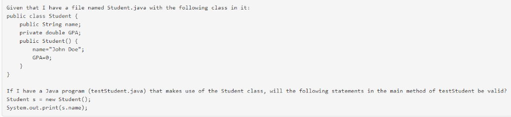 Solved Given that I have a file named Student.java with the | Chegg.com