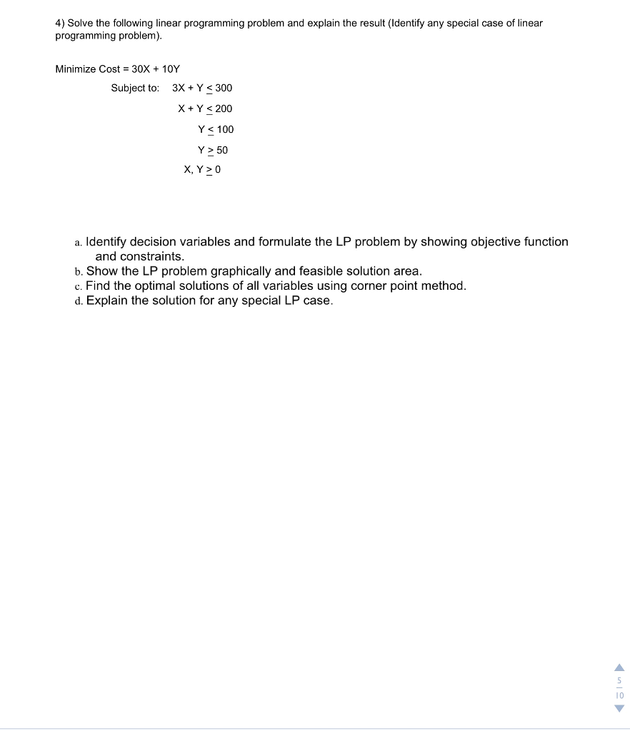 Solved 4) Solve the following linear programming problem and | Chegg.com