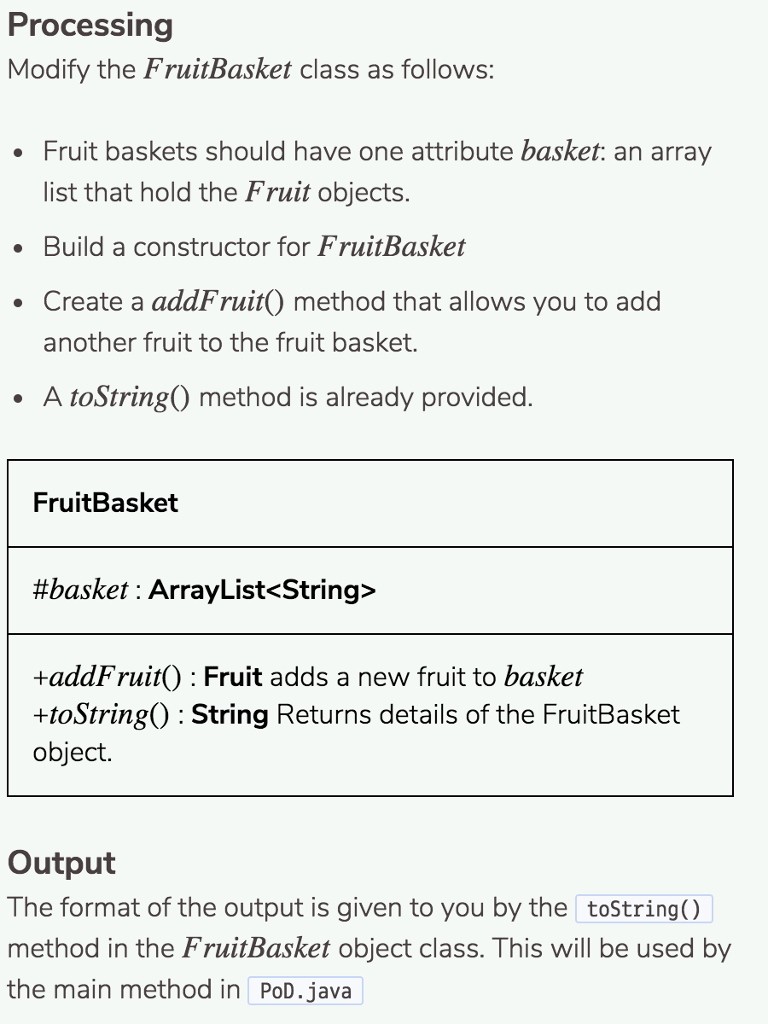 Solved Today you will be given a FruitFruit class. From | Chegg.com