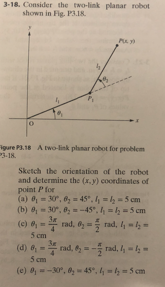 Solved 3-18. Consider the two-link planar robot shown in | Chegg.com
