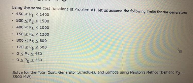 Using the same cost functions of Problem #1 and | Chegg.com
