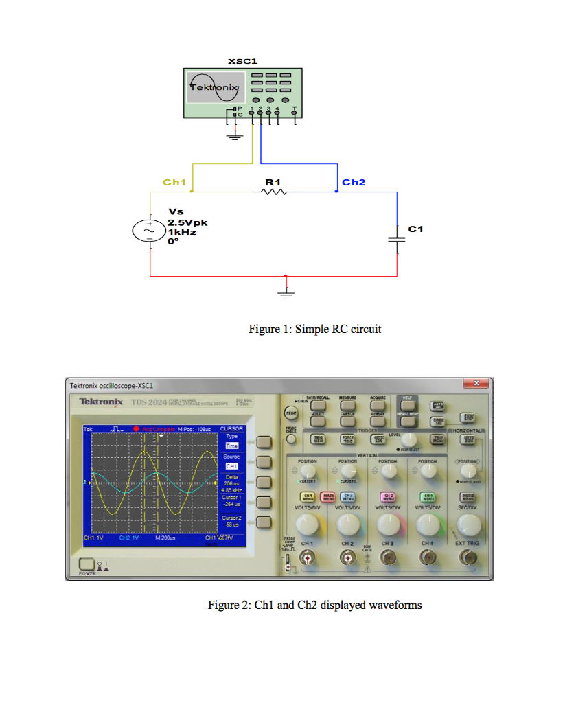 Solved XSC1 ni Ch1 R1 Ch2 2.5Vpk 1kHz C1 Figure 1: Simple RC | Chegg.com