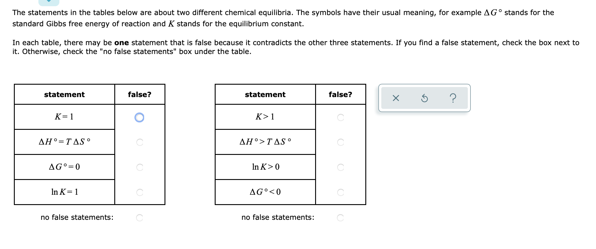 Solved The statements in the tables below are about two | Chegg.com