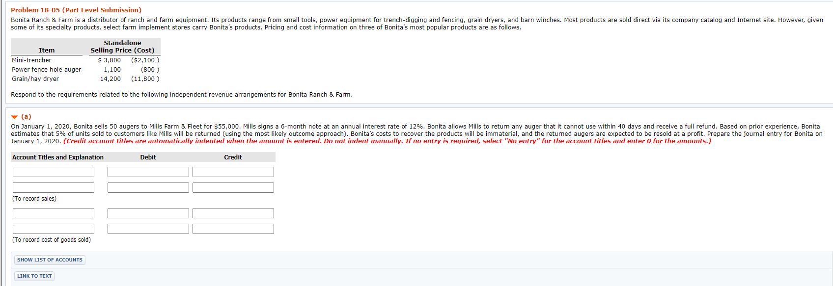 Solved Problem 18-05 (Part Level Submission) Bonita Ranch & | Chegg.com