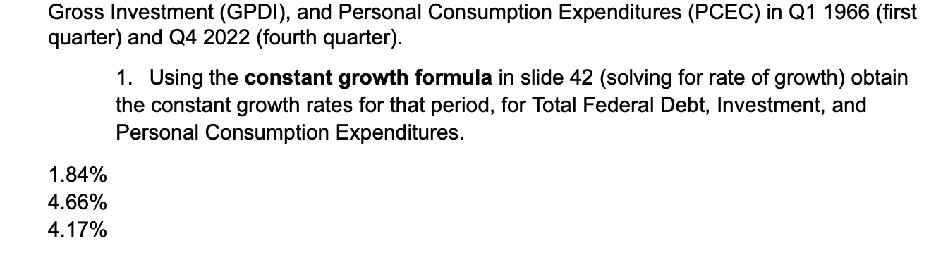 Solved Gross Investment (GPDI), and Personal Consumption | Chegg.com