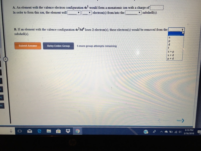 Solved A. An element with the valence electron configuration | Chegg.com