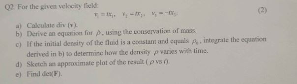 Solved Q2. ﻿For the given velocity | Chegg.com