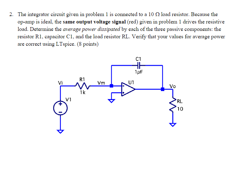Solved The integrator circuit given in problem 1 ﻿is | Chegg.com