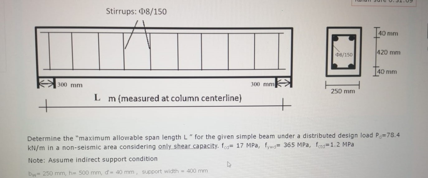Solved Determine the "maximum allowable span length L " for | Chegg.com