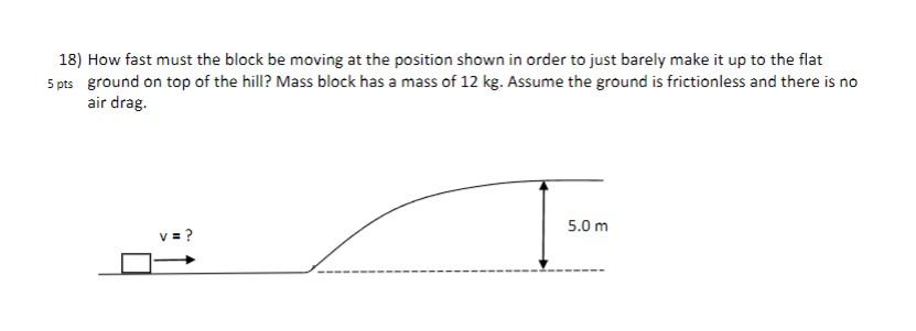 Solved 18) How fast must the block be moving at the position | Chegg.com
