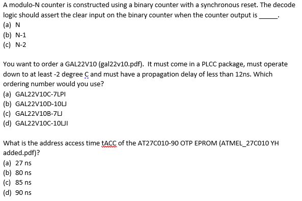 Solved A modulo-N counter is constructed using a binary | Chegg.com