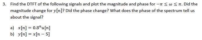 Solved 3. Find the DTFT of the following signals and plot | Chegg.com
