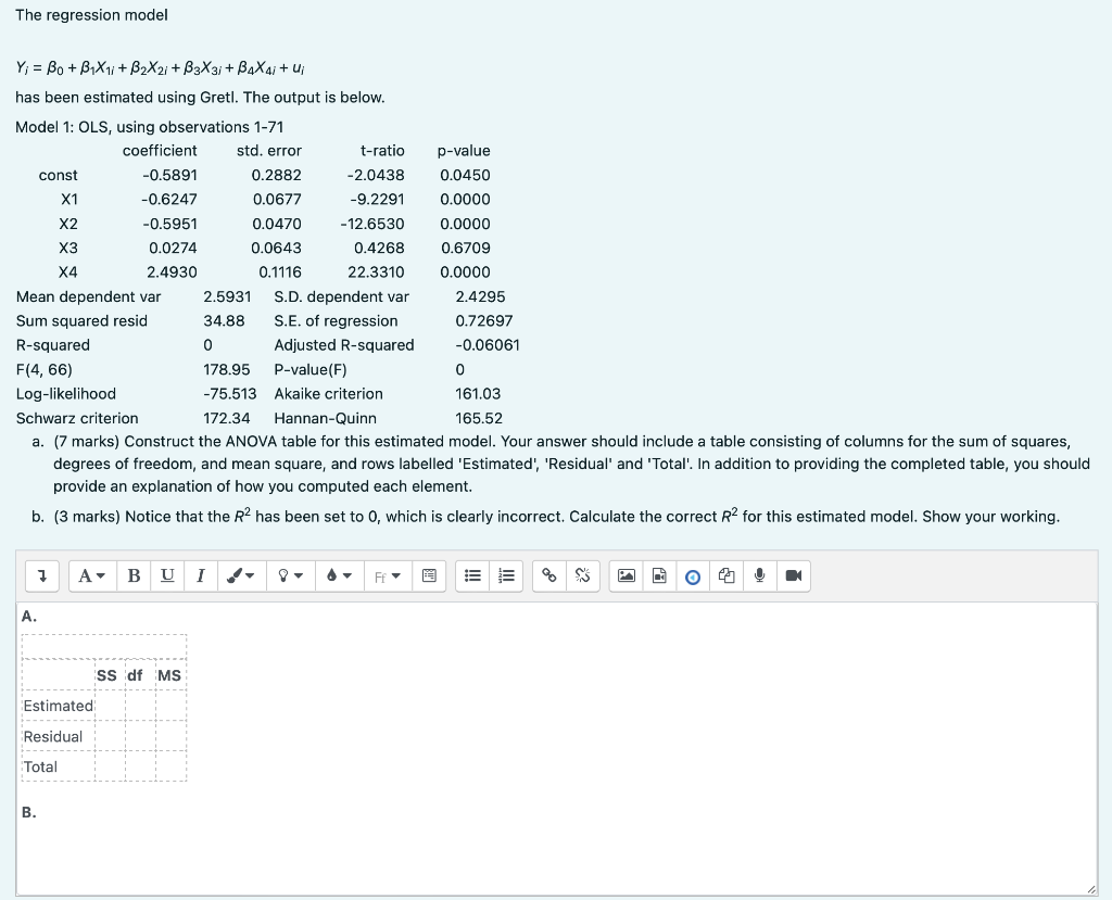 Solved The regression model Y; = Bo + B1X1; + B2X21 +B3X3; + | Chegg.com