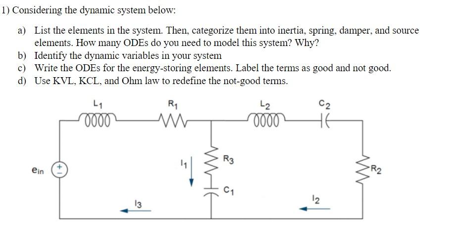 Solved Considering The Dynamic System Below A List The